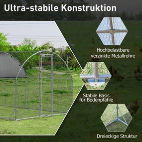 Costway Zimovzdorný galvanizovaný kovový kurník s uzamykatelnými dveřmi