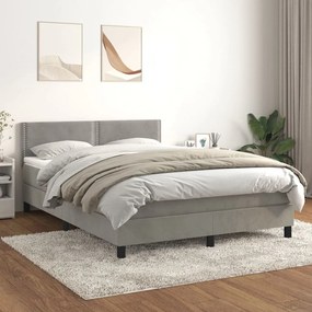 Box spring postel s matrací světle šedá 140x200 cm samet,  3141245