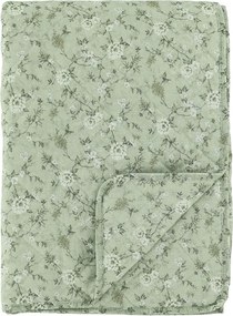 Zelený prošívaný přehoz s květy Flowers Aix Quilt - 130*180 cm