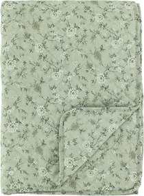 Zelený prošívaný přehoz s květy Flowers Aix Quilt - 130*180 cm