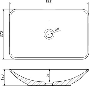 Mexen Avila, umyvadlo na desku 58 x 37 cm, černá matná, 21115585
