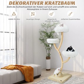 Costway 178 cm kočičí strom se sisalovými škrabadly a 3 teplými lehacími