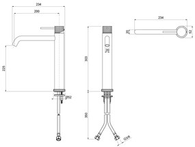 Sapho Ultrasan umyvadlová baterie stojánková vysoká bez výpusti matná černá UT007VB
