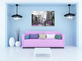 Obraz New York malovaný Purple Velikost (šířka x výška): 90x60 cm