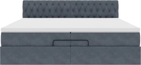Osmanský rám postele s matrací tmavě šedá 200x200 cm samet 3311868