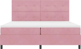 Postel s boxspringem s čelo Růžová 200 x 200 cm samet 3339859