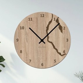 dřevo života Nástěnné hodiny ŘEKA Zvolte barvu dekoru: Dub sonoma-Ořech, Zvolte velikost hodin (cm): 35x35, Barva ručiček: Černé