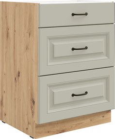 STILO ac | dolní skříňka 60 D 3S se zásuvkami PREMIUM BOX | 60 cm | artisan/světle šedá