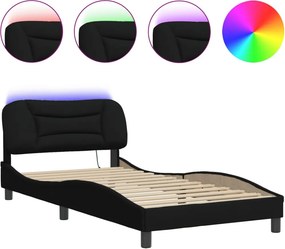 Rám postele s LED bez matrace Hvar černý 100x200 cm Látka 3213685