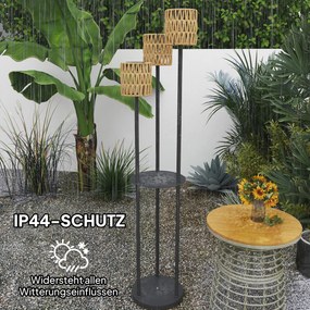 Outsunny Solární stojací lampa z ratanu, solární lampy s čidlem světla, 3 světla, solární svítilna v boho stylu, IP44, Ø37 x 144H cm
