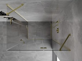 Mexen Mist-H Duo, 2-křídlý ​​výklopný sprchový kout 70 x 90 cm, čiré sklo, zlatý lesklý profil, 8A5-070L-090P-50-00