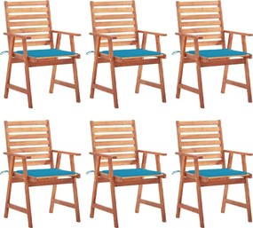 vidaXL Zahradní jídelní židle 6 ks s poduškami masivní akáciové dřevo [3078350] Barva: Modrá