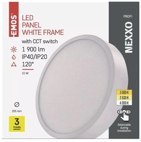 Emos lighting LED přisazený panel NEXXO ø22,5cm, 21W, CCT, kulatý Barva: Černá