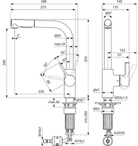 Ideal Standard Gusto Dřezová otočná baterie s vytahovací sprškou - 2 polohy, chrom BD420AA