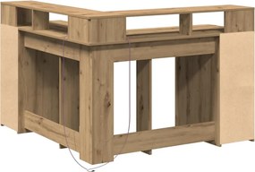 Psací stůl s LED dub artisan 130 x 130 x 91 cm kompozitní dřevo 3309455