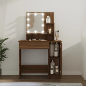 vidaXL Toaletní stolek s LED 86,5 x 35 x 136 cm [808813] Barva: hnědý dub