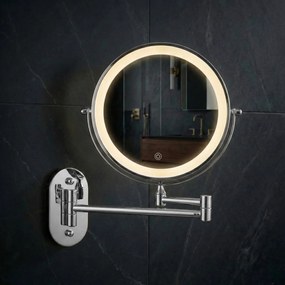 Rea Kosmetické zrcadlo ⌀20 cm s regulovatelným LED osvětlením HOM-70003 Stříbrná