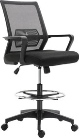 Vinsetto Ergonomická kancelářská židle s nastavitelým opěrným kruhem, bederní oporou, výškově nastavitelná otočná židle s síťovinou, návrhářská židle