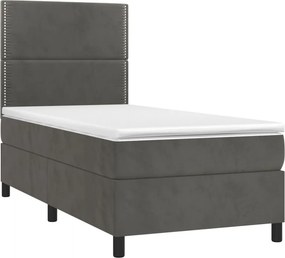 Box spring postel s matrací a LED tmavě šedá 80 x 200 cm samet 3136030