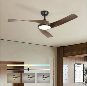 ZEVENTI - LED Stropní ventilátor AERYS LED/24W/230V Wi-Fi Tuya černá/ořech + DO