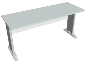 Stůl pracovní rovný 160 cm hl. 60 cm - Hobis Cross CE 1600 Dekor stolové desky: šedá, Dekor lamino podnože: bílá, Barva nohou: Stříbrná