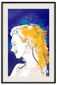 Plakát Portrét v modři - abstraktní krajina ženy na modrém pozadí