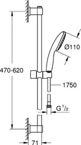 Grohe Vitalio Start - Set sprchové hlavice tyče a hadice chrom