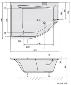 Polysan TANDEM 170x130 L FRAME vana s konstrukcí, 96711