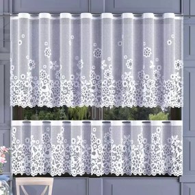 Bílé květy žakárová záclona, bílá, metráž 3 rozměry výška: 30cm