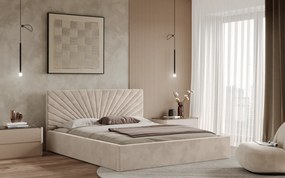 Postel BACOLI 160x200 béžová s úložným prostorem