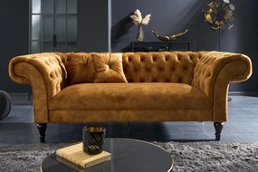 Pohovka Paris Chesterfield 225cm sametově hořčicově žlutá/ 41249