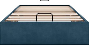 Osmanský rám postele bez matrace tmavě modrá 100x200 cm samet 3310947