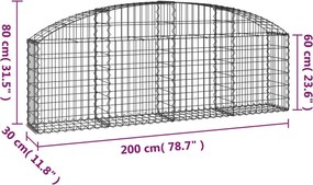 Klenutý gabionový koš 200 x 30 x 60/80 cm pozinkované železo 153463