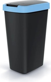 Odpadkový koš s barevným víkem, 45 l, modrá / černá