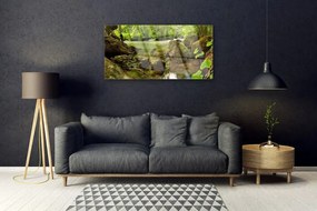 akrylový obraz Skála Jezero Příroda 100x50 cm