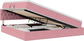 Postel s úložným prostorem s čelo Růžová 200 x 200 cm samet 3370844
