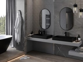 Mexen Loft, oválné koupelnové zrcadlo 85 x 50 cm, barva rámu černá matná, 9851-085-050-000-70