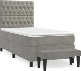 Box spring postel s matrací světle šedá 100x200 cm samet 3138007