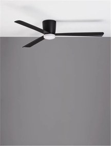 NV 9952330 AKCE - Stropní ventilátor DELL tělo z hliníku matná černá 3ABS dřevěné listy - NOVA LUCE