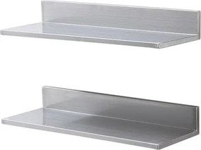 21,8 × 61 cm police z nerezové oceli, nástěnná plovoucí police s backsplash