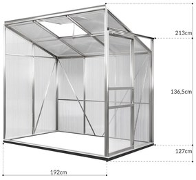 Deuba Zahradní skleník - 192 x 127 x 202 - plocha 2,3 m² - objem 3,65 m³ + základna