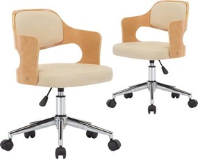 vidaXL Otočné jídelní židle 2 ks ohýbané dřevo a textil [3054926] Barva: krémová