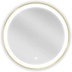 Mexen Esso, kulaté LED podsvícené koupelnové zrcadlo 60 cm, 6000K, topná podložka proti zamlžování, zlatý rám, 9825-060-060-611-50