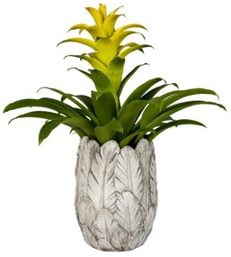 Cementový obal na květináč/ váza s peříčky Oriane – 15x21 cm