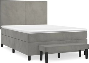 Box spring postel s matrací světle šedá 140x190 cm samet 3137719