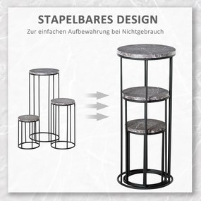 OUTSUNNY stojan na květiny sada 3 mramorových stojanů na rostliny stohovatelné květinové stoličky dekorativní pro zahradu balkon | Aosom.de