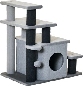 PawHut Psi Schody 3/4 Kroků 66 cm Vysoké Rampa pro Mazlíčky s Útočištěm, Hracím Míčem, Schody pro Kočky pro Středně Velké Kočky, Doplňky k Posteli, Po