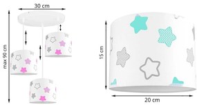 Dětské závěsné svítidlo Cone, 3x textilní stínítko se vzorem (výběr ze 6 barev), (výběr ze 2 barev konstrukce), o