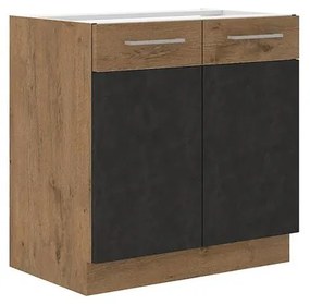 Spodní kuchyňská skříňka Woodline 80 D 2F BB, Barva: Dub lancelot / bíly lesk