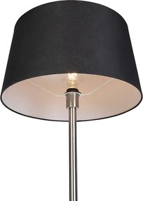 Moderní stojací lampa ocel s černým stínítkem 45 cm - Simplo